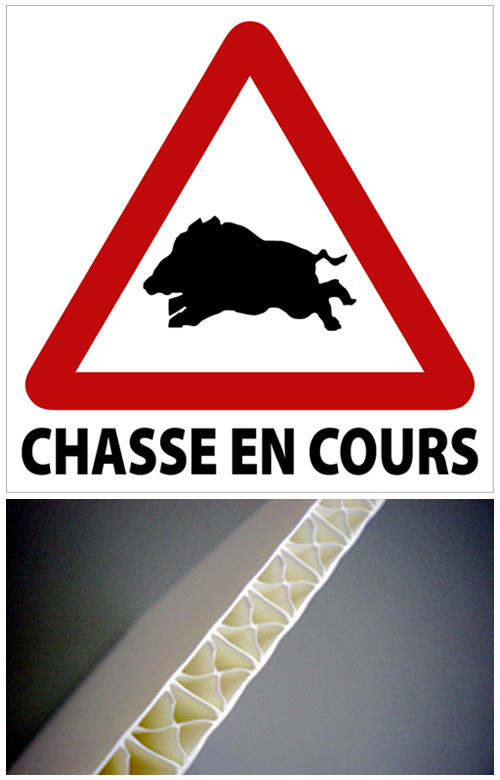 Panneau Duop10 - Chasse en cours - Contact Forestier